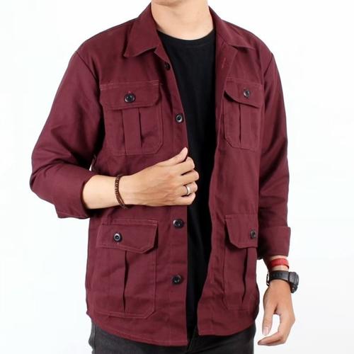 Jual Jaket Kemeja Cowok Semi Parka Trucker Casual Outer Pria Formal M L ...