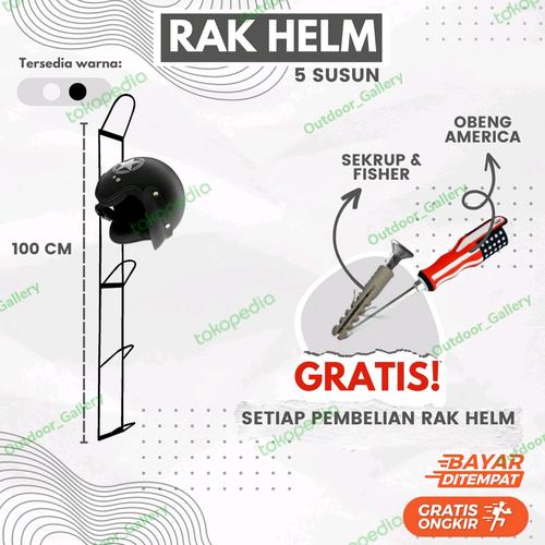 Jual Rak Helm 5 Susun Garansi Patah Ganti Baru Gantungan Helm Dinding ...