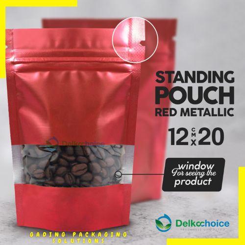 Jual PLASTIK STANDING POUCH WINDOW METALIZE MERAH ZIPLOCK KLIP MAKANAN ...