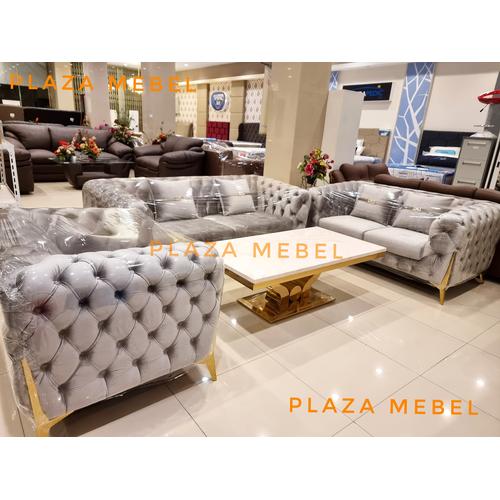 Jual Sofa 321 Minimalis MEWAH M82 Kancing Stenlis Gold Emas - Kota ...