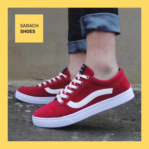 Jual Sepatu Sneakers Pria Vans Old Skool VANS CACING BG-029 - Merah, 39 ...