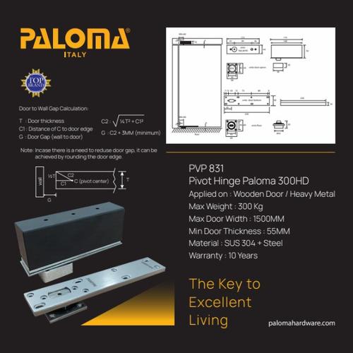 Jual Pivot Hinge Paloma PVP 831 Max. Weight 300Kg SUS304 Stainless steel - Jakarta Barat - GERAI ...