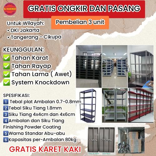 Jual Rak besi siku 3 susun (3 ambalan) | P100 x L40 x T100cm - Kuning ...