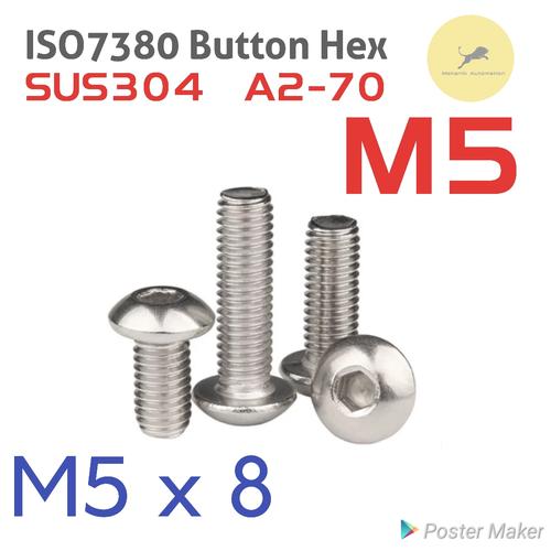 Jual Baut L Button M5x8 SUS304 - Jakarta Timur - Mekanikautomation | Tokopedia
