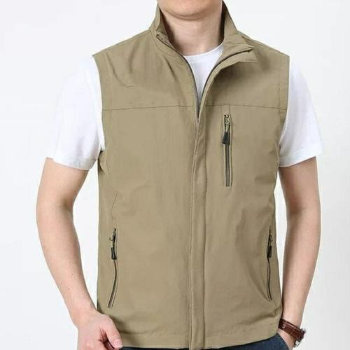 Jual jaket vest pria/jaket rompi lapangan - crem - Kab. Garut - resfaro ...