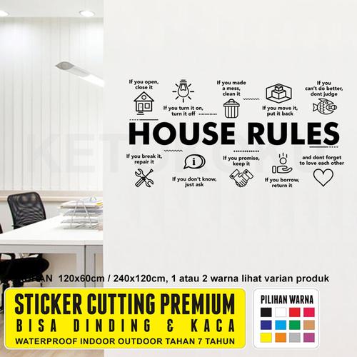 Jual Stiker Dinding Rumah House Rules Cutting Sticker Kaca Wall Tembok ...