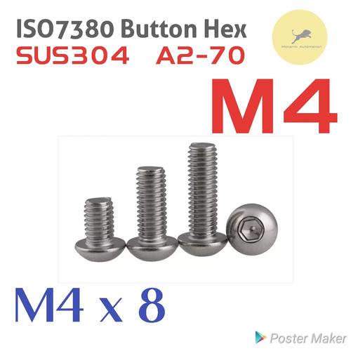 Jual Baut L Button M4x8 SUS304 - Jakarta Timur - Mekanikautomation | Tokopedia