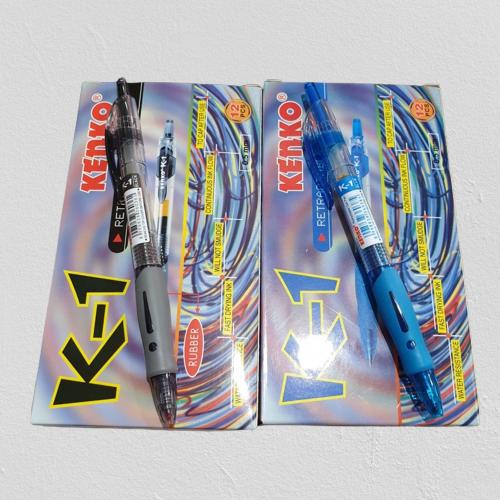 Jual PULPEN KENKO K-1 / GEL PEN K-1 Retractable 0,5MM HITAM BIRU PER LUSIN - Hitam - Kab ...