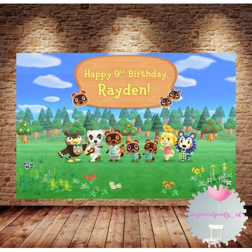 Jual Custom Backdrop Banner Spanduk Happy Birthday Animal Crossing ...
