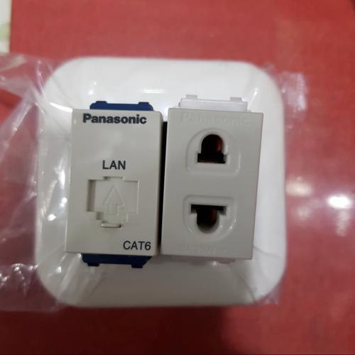 Jual Stop Kontak Outlet Data Socket LAN CAT6 + 2pin Power Socket ...