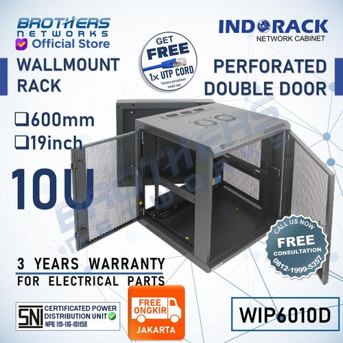 Promo WALLMOUNT RACK INDORACK WIP6010D 10U 600MM PERFORATED DOUBLE DOOR ...