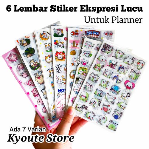 Jual 6 Lembar Sticker Deco Pack Cute Cartoon Scrapbook DIY Bujo Planner ...