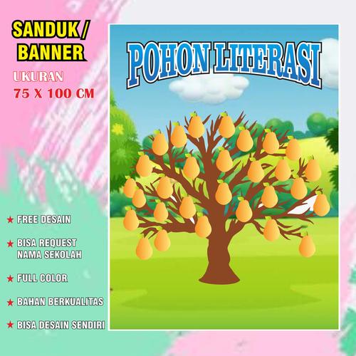 Jual Spanduk, Banner Pohon Literasi Untuk Sekolah SD/ MI/ TK/ PAUD/ TA ...