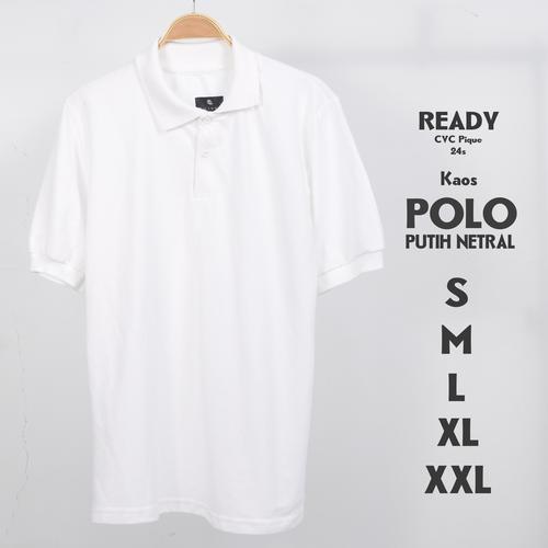 Jual Kaos Polo Putih Netral Pria Size S M L XL XXL Kerah - Putih Netral ...