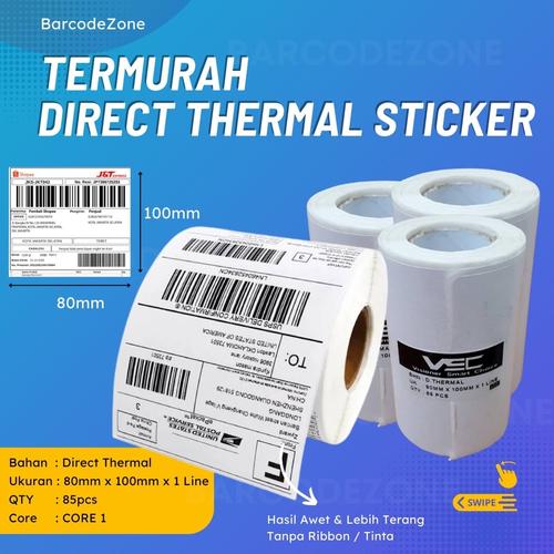 Jual LABEL THERMAL BARCODE 80x100mm DIRECT THERMAL 80x100mm 1 LINE ...