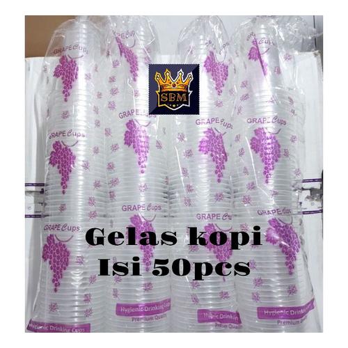 Jual SBM ~ GELAS PLASTIK KOPI AQUA ES BENING 220ml MEREK GRAPE ANGGUR ...