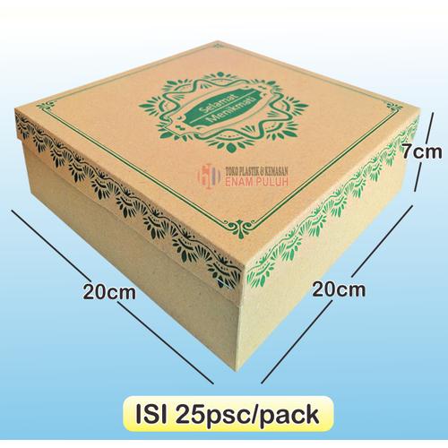 Jual Dus kotak nasi makan kertas 20x20 25pcs set kue roti tart kraft ...