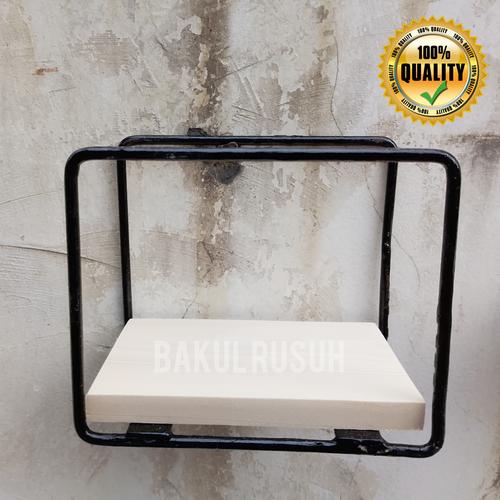 Jual Termurah Rak dinding besi minimalis ambalan papan kayu jati ...