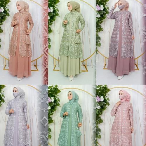 Promo gamis cardigan brokat Gamis payet exclusive Gamis Terbaru ...
