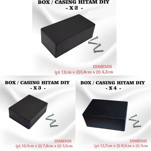 Jual box kotak hitam casing plastik hitam komponen tebal + sekrup - 12 ...