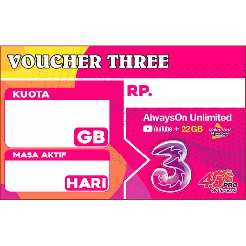 Jual Display Harga Paket Data Etalase Konter Murah / Portrait Label Data - THREE - Kab ...