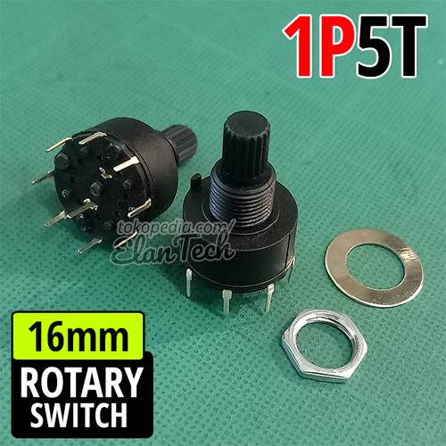 Jual Saklar Putar 1P5T Rotary Switch 16mm 1 Pole 5 Throw / Klik ...