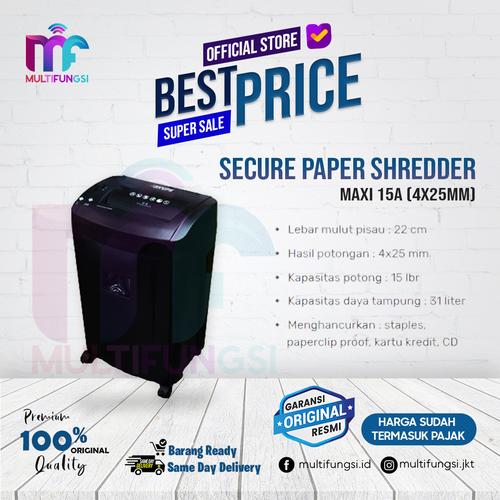 Promo Secure Maxi 15A Paper Shredder (4x25mm) Mesin Penghancur Kertas ...
