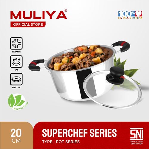 Promo Muliya Superchef Soup Pot 20-26cm Stainless Tebal + Tutup Kaca ...