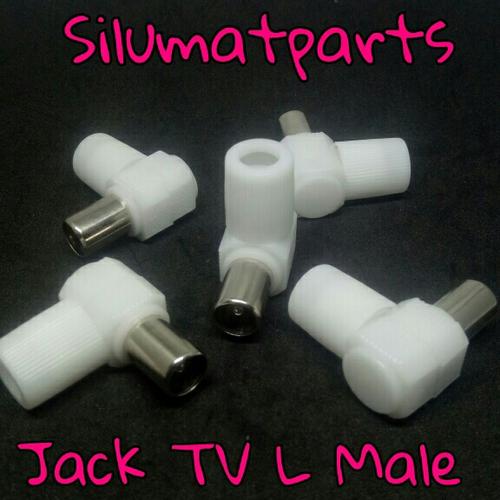 Jual Jeck Jek Jak Jack Tv L Male Pvc - Jack antena Tv L Plastik Putih ...