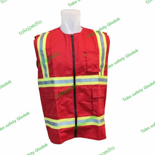 Jual Rompi Kerja Safety Merah Bahan Drill / Safety Vest Drill - Jakarta ...