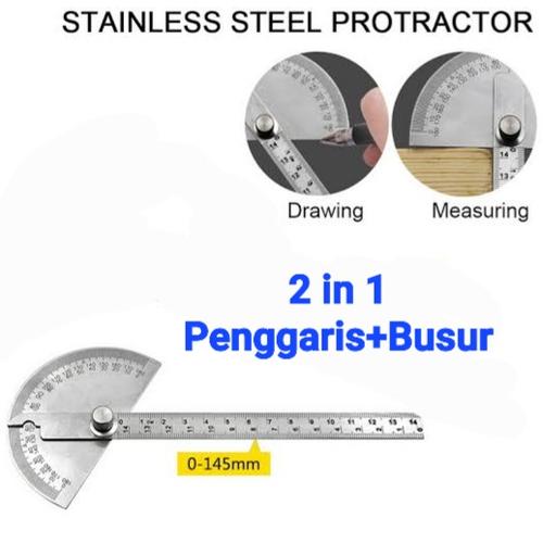 Jual PR180 Penggaris Busur Derajat Stainless Alat Ukur Sudut Sekolah ...
