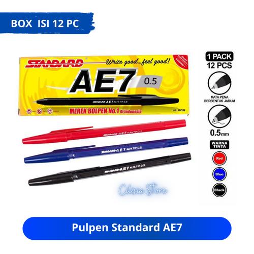 Jual Pulpen Standard AE7 0.5mm / Ballpoint Hitam Biru Merah / BOX ISI 12 PC - Kota Depok ...
