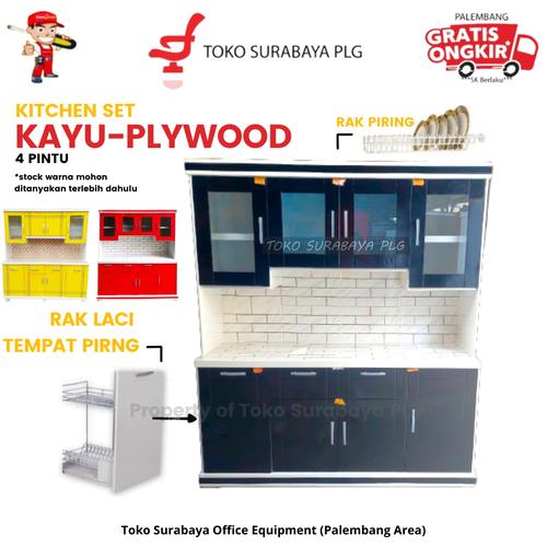 Jual Lemari Sayur HPL 4 pintu Kitchen Set Lemari Rak Dapur Piring ...