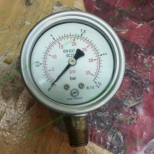 Jual Pressure Gauge SCHUH 2,5" 2,5 bar dan 35 psi Bottom SS Brass 1/4 NPT - Jakarta Barat ...
