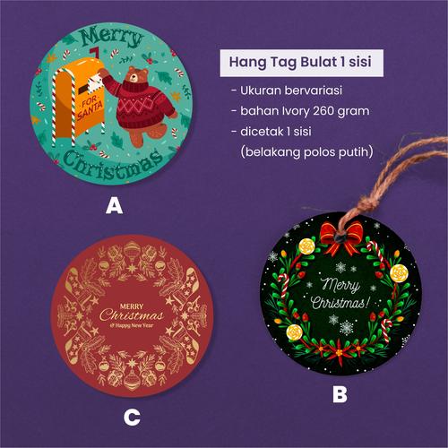 Jual Hang Tag/Kartu Ucapan/label hadiah natal/Merry Christmas Bulat ...