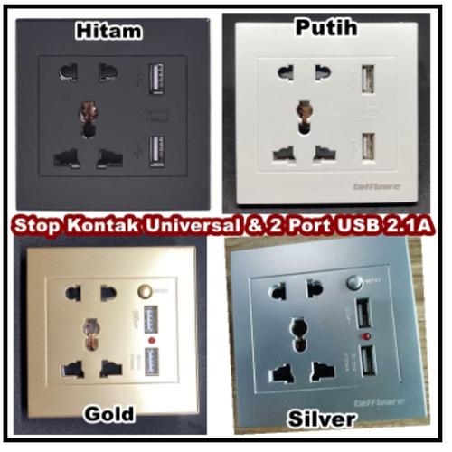 Jual Stop Kontak Saklar Colokan Dinding Wallplug Universal Port and 2 ...