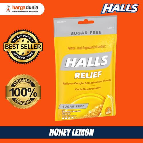 Jual Halls Sugar Free Permen Batuk Pilek Tenggorokan - Honey Lemon ...