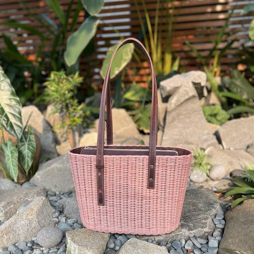Jual Tas rotan pantai | Rattan beach bag with leather handles - Kab ...