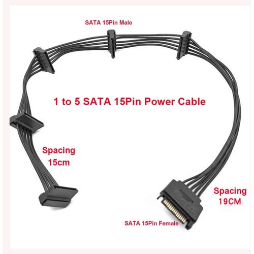 Jual KABEL SATA 15 PIN 1 TO 5 POWER SATA TO 5 SATA HDD SSD 1 KE 5 ...