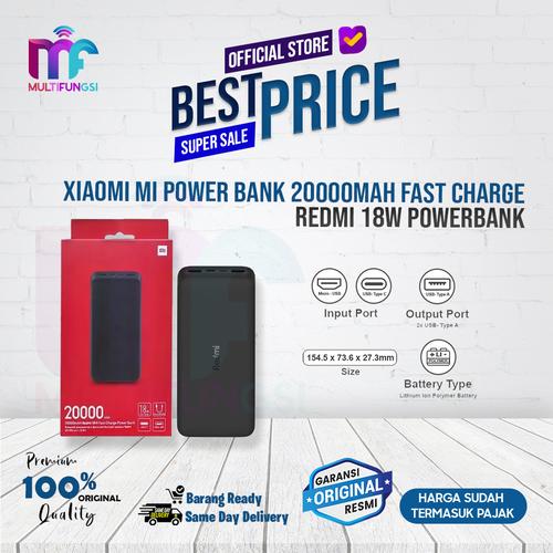 Jual Xiaomi Mi Power Bank 20000mAh Fast Charge Redmi 18W PowerBank ...