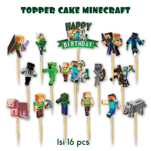 Jual TOPPER CAKE MINECRAFT HBD DEKORASI ULTAH HIASAN KUE HAPPY BIRTHDAY ...