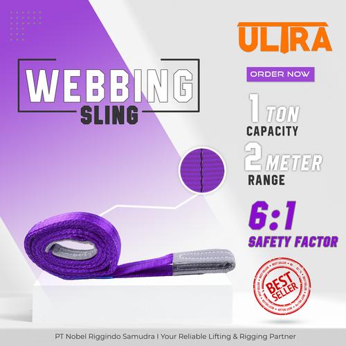 Jual Webbing Sling 1 Ton x 2 Meter (2-ply) ULTRA Safety Factor 6:1 ...