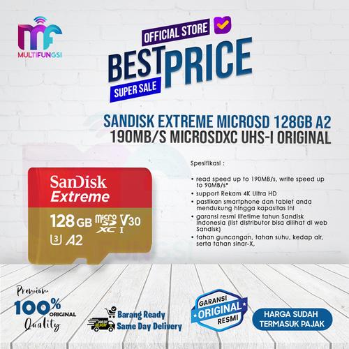 Jual SanDisk Extreme MicroSD 128GB A2 190MB/s MicroSDXC UHS-I Original - Jakarta Pusat ...
