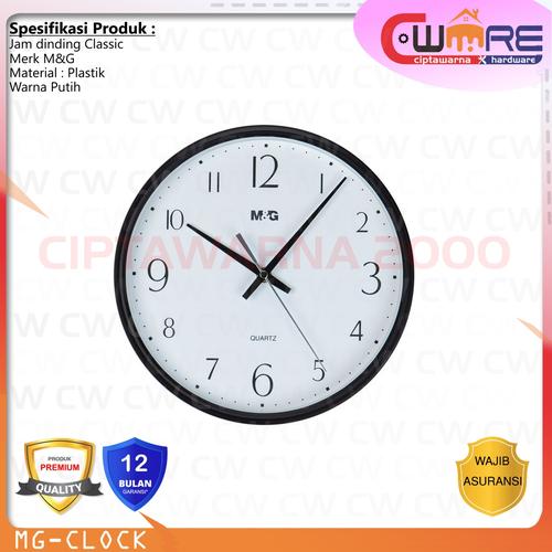 Jual Jam Dinding Bulat classic quartz Movement Model M&G - WOOK - Kota ...