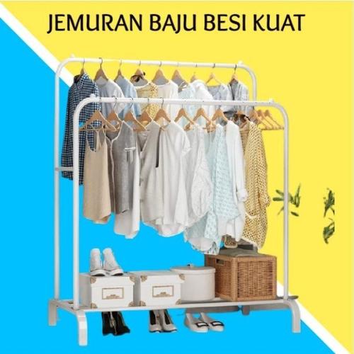 Jual Stand Hanger Jemuran Rak Gantungan Baju Gawang DOUBLE Besi Sepatu ...