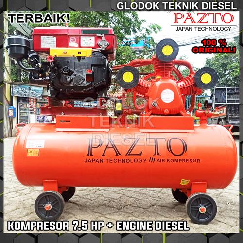 Jual PAZTO Kompresor Angin 7.5 HP + Engine Diesel Solar 16 PK HP ...