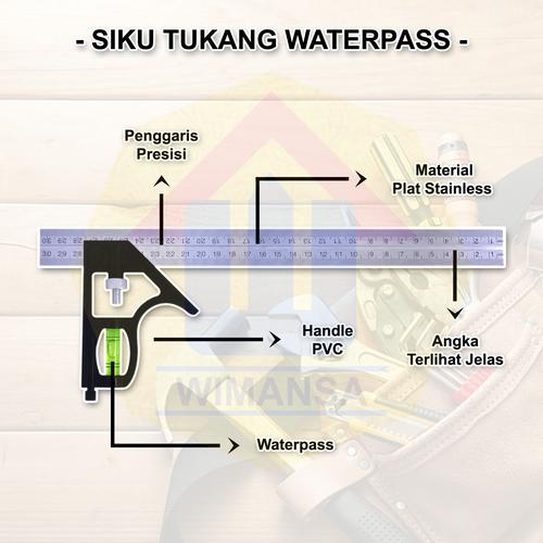 Jual SIKU TUKANG DENGAN WATERPASS FRT 12 INCH - PENGGARIS WATERPASS ...