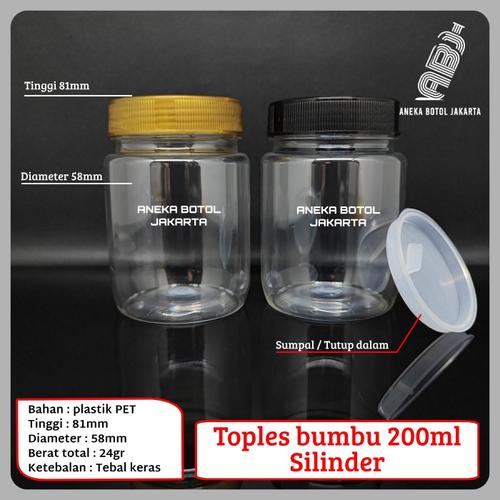 Jual Toples plastik 200ml / Toples sambal silinder 200 ml / Botol bumbu ...