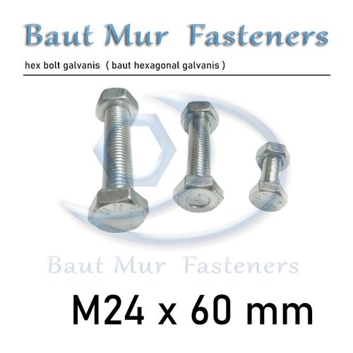 Jual baut mur m24 x 60 / bmp m24 x 60 galvanis / bmp m24 x 60mm ...