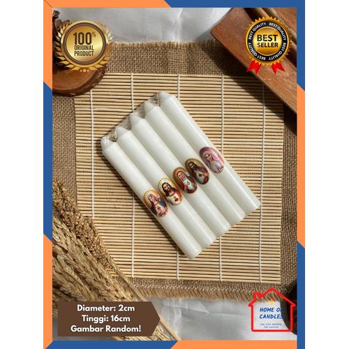 Jual Lilin Doa Misa Altar Rohani Yesus Maria Isi 5pcs / D: 2cm T: 16cm ...